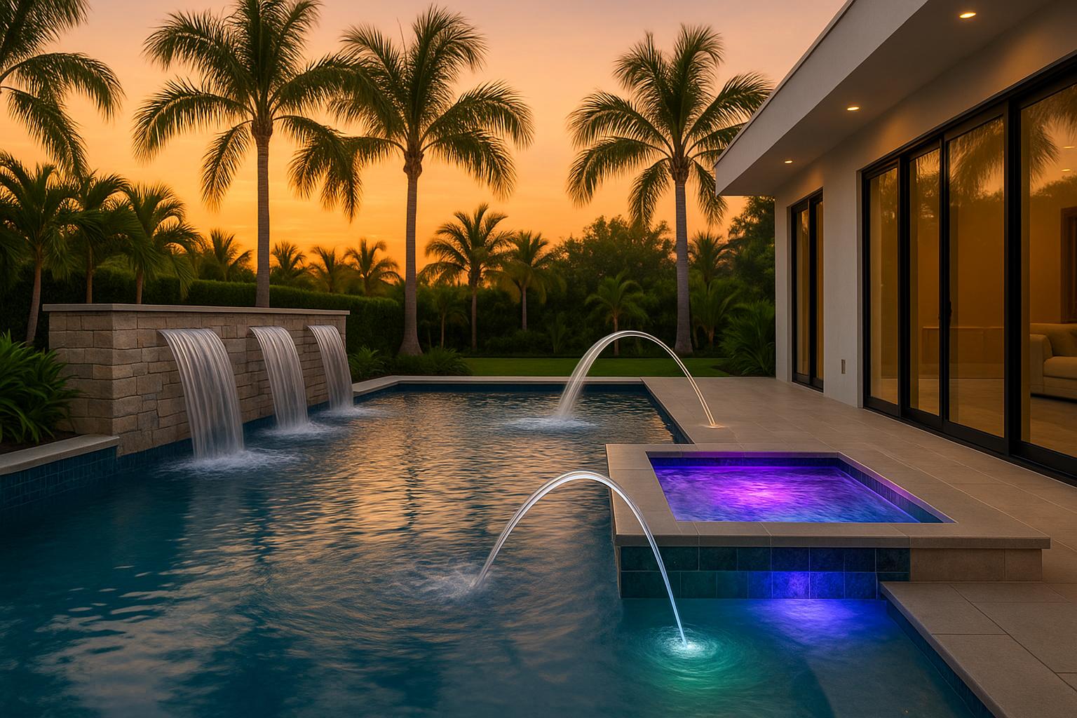 Top 7 Pool Water Features for Miami Pools | Alligator Pools